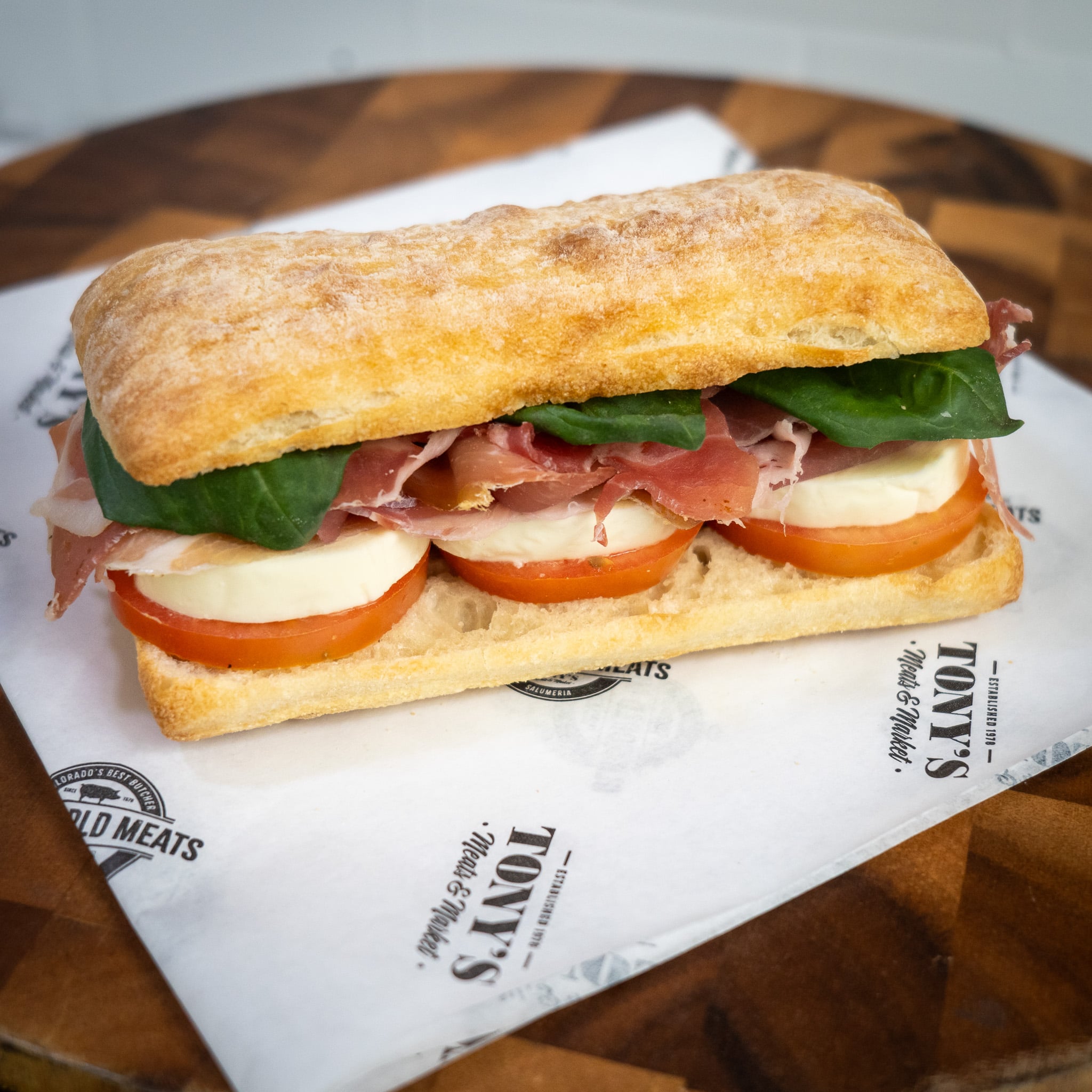 Italian Prosciutto Caprese Street Sandwich - Tony's Meats & Market